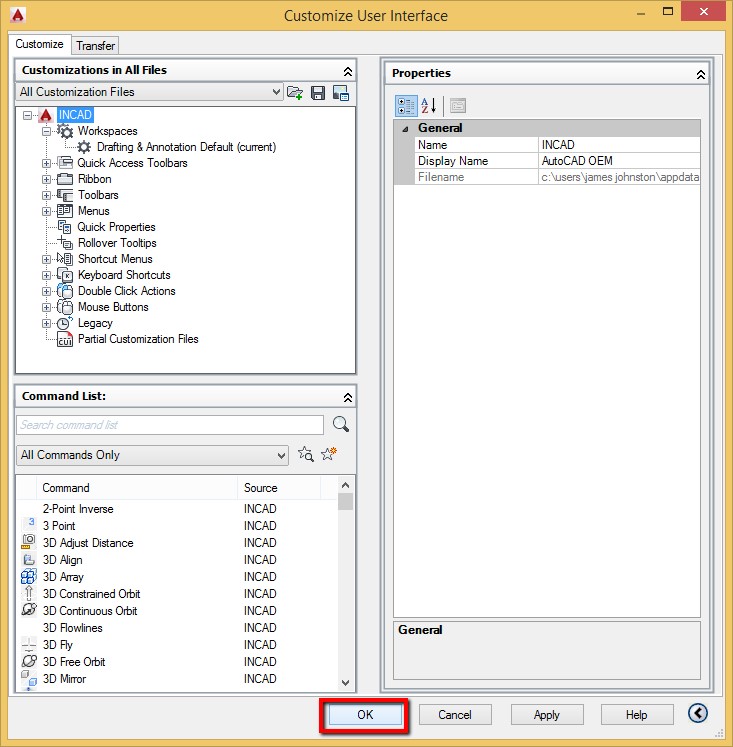 Resetting the Workspace in embeddedCAD - MicroSurvey