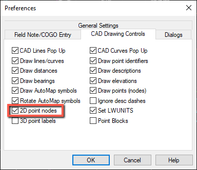 2D Point Nodes Setting allows Using 3D snaps to draw in 2D - MicroSurvey